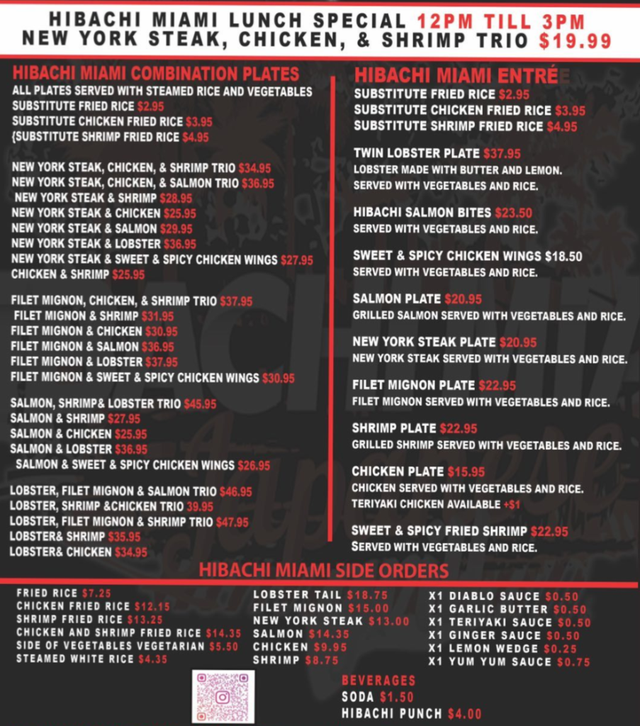 Our Menu – Hibachi Miami